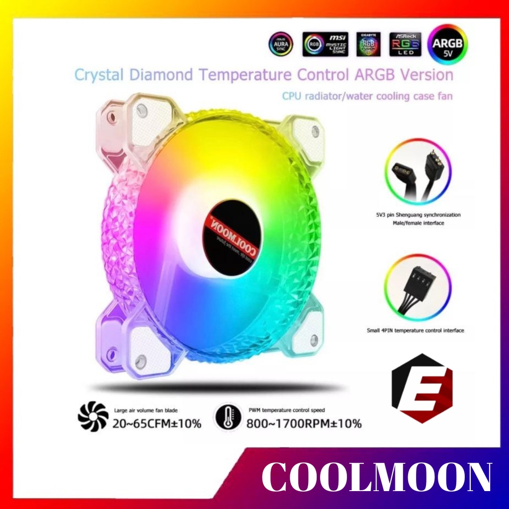 COOLMOON Diamond X ARGB 12cm Fan PC Cooling Fan | Shopee Philippines