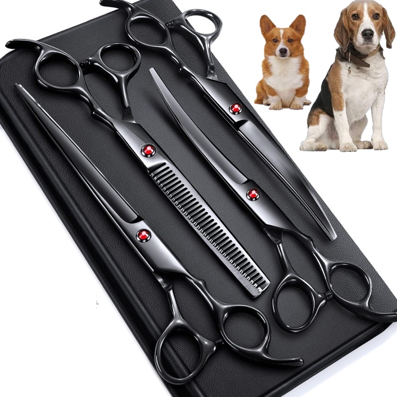 wingsbro 7.5 Inch Pet grooming Scissors Black Titanium Plating ...