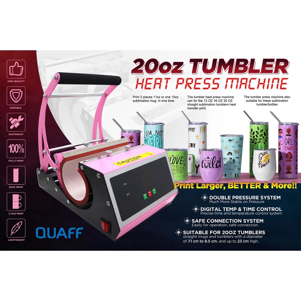 QUAFF Mug Press 20oz Tumbler Heat Press Machine with free heating pad ...