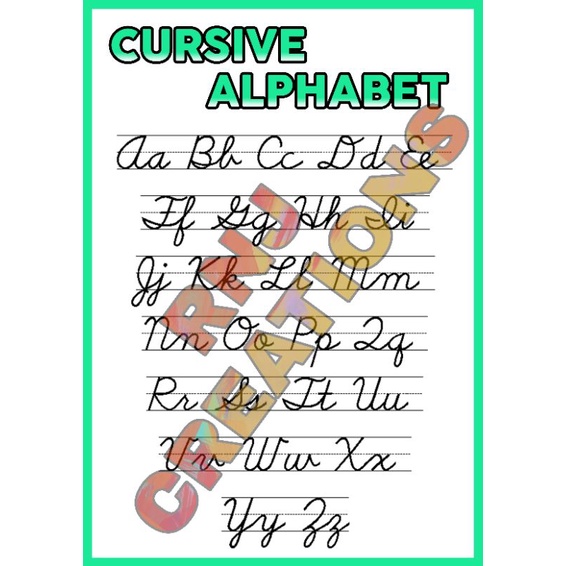 Cursive Writing Alphabet - Educationl Learning Charts Tarpaulin Made A3 ...