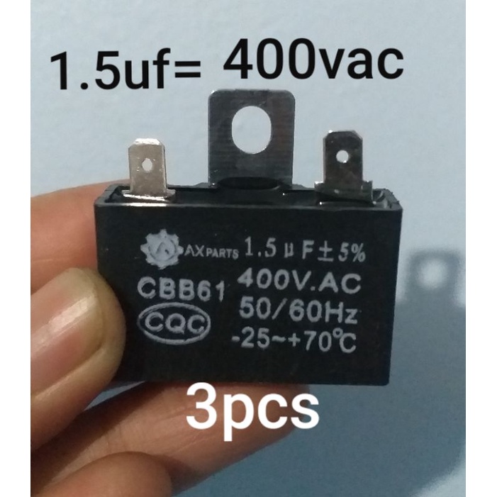 FAN CAPACITOR 1.5UF 400VAC 3 PCS for electric fan parts | Shopee ...
