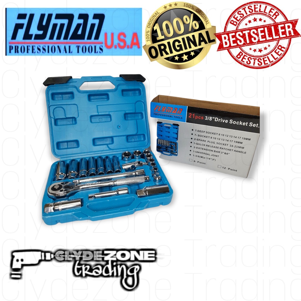Flyman USA 3/8 Dr. Socket Set 21pcs | Shopee Philippines