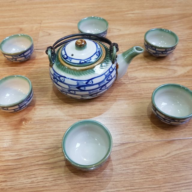 Hand-painted Bat Trang teapots and cups of fish (liquidation export ...