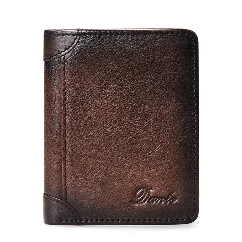 Dante Men Wallet Genuine Leather Retro Vertical Bifold Wallets with ...