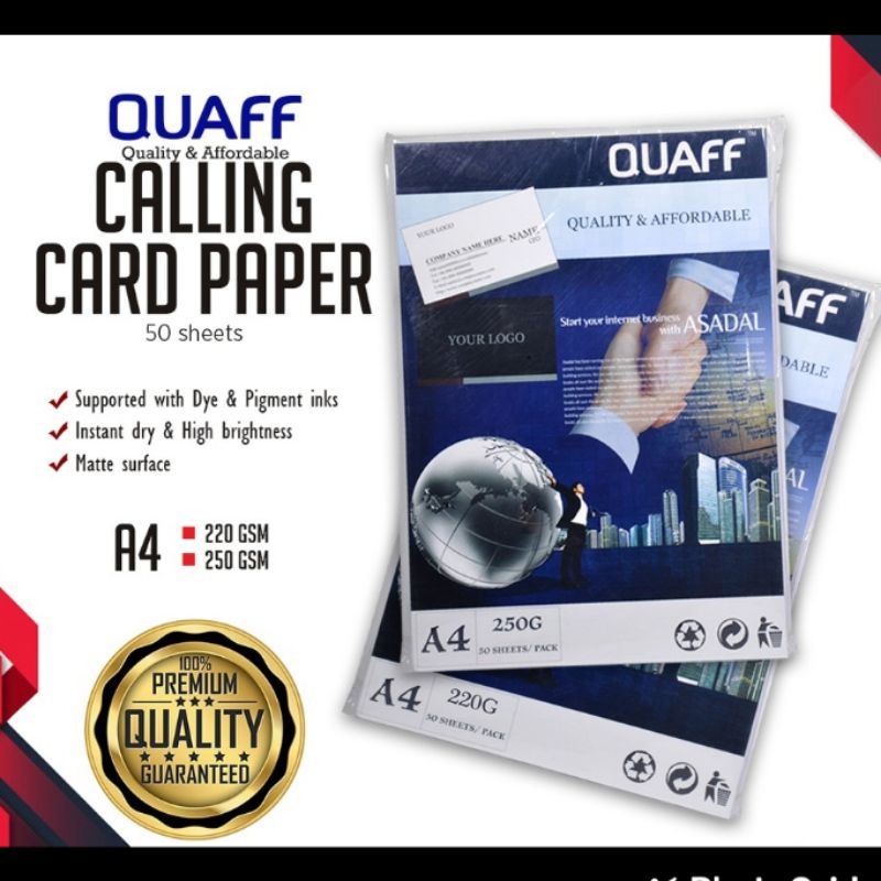 QUAFF CALLING CARD PAPER 220GSM/250GSM 50SHEETS | Shopee Philippines