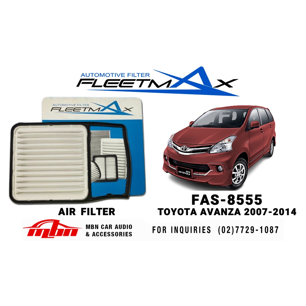 FLEETMAX AUTOMOTIVE AIR FILTER 1PC FOR TOYOTA AVANZA 2007-2014 (8555 ...