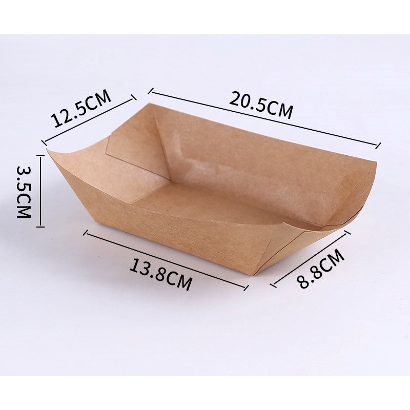 Boat-shaped Kraft Food Tray (50pcs) | Shopee Philippines
