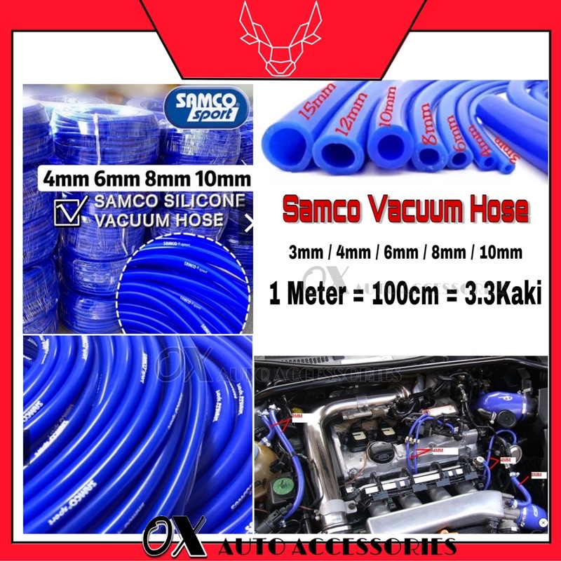Samco Silicone Vacuum Hose 3mm 4mm 6mm 8mm 10mm (1meter =100cm=3kaki ) | Shopee Philippines