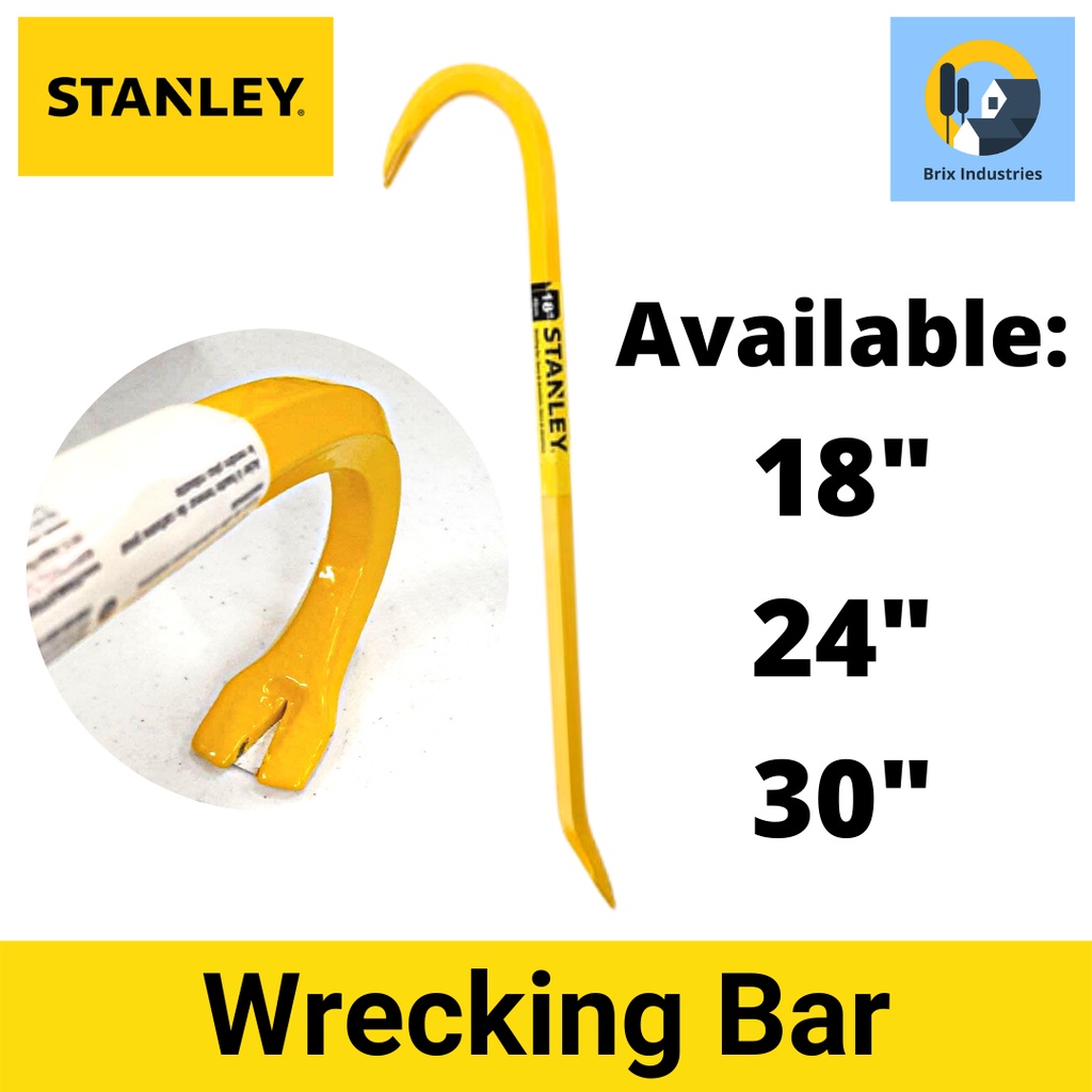 Stanley Wrecking Bar 18'' 24'' or 30'' Crowbar Prybar Prisebar Tool ...