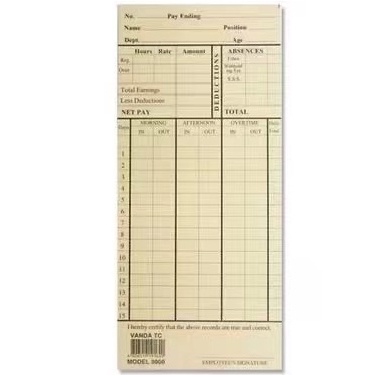 10 PCS TIME CARD , DAILY TIME RECORD TIME CARD FOR EMPLOYEES , DATA ...
