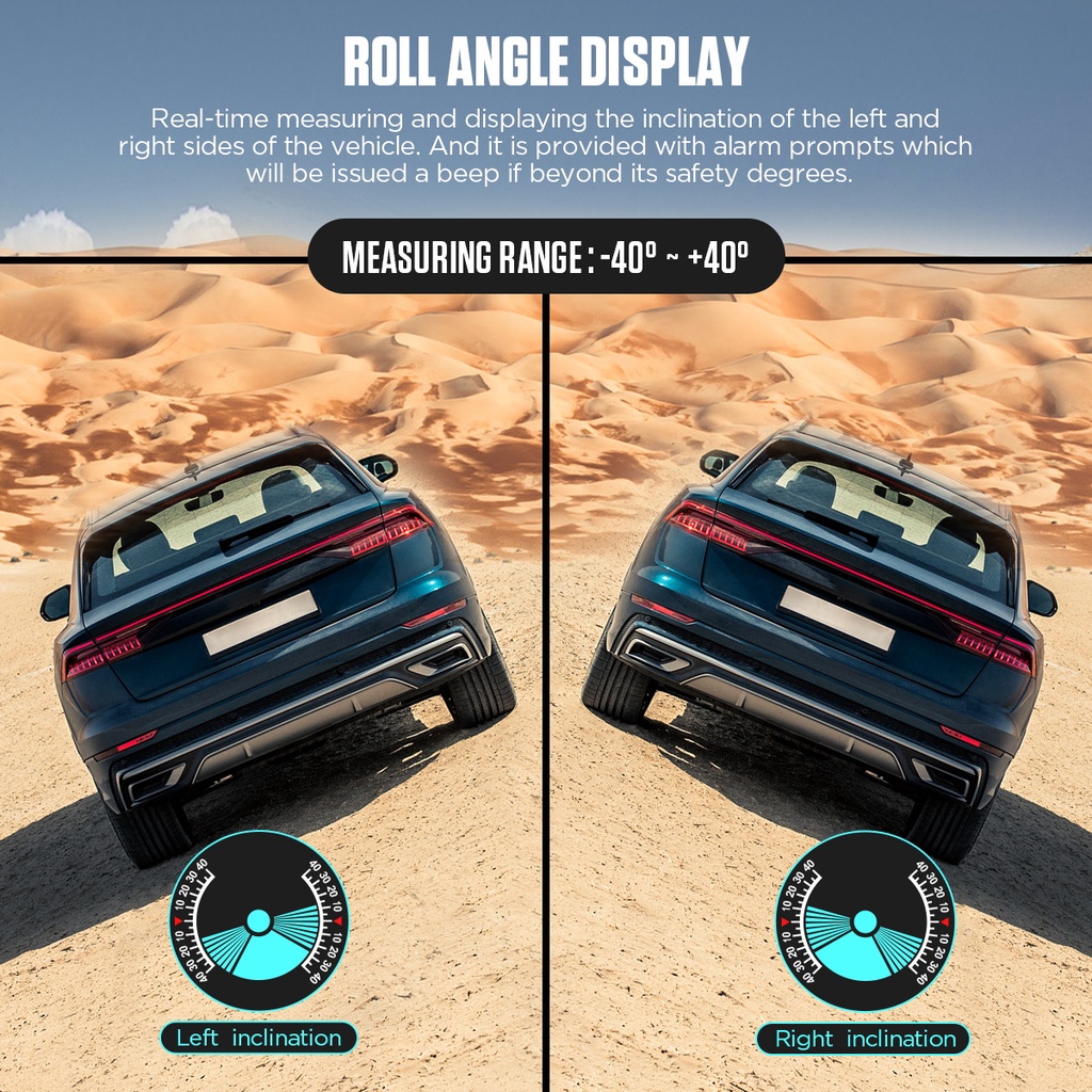 AUTOOL Car Digital Inclinometer Pitch Inclinometer GPS HUD Meter Head ...