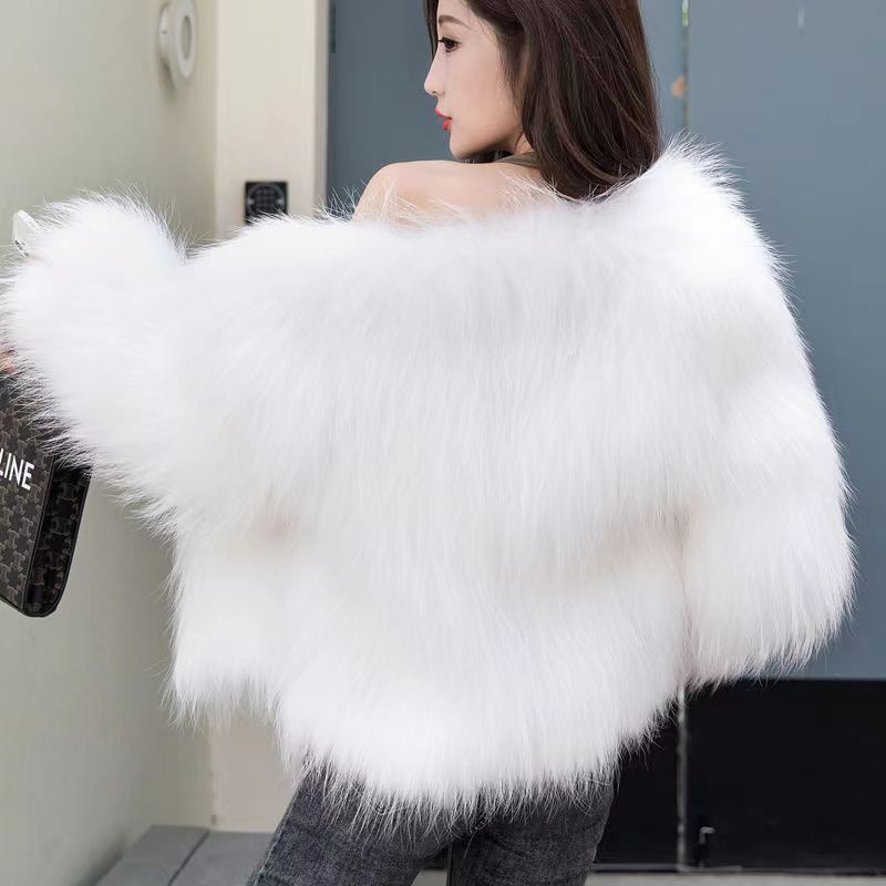 Influencer Style Autumn Winter Anti-Raccoon Woolen Woven Fur Jacket ...