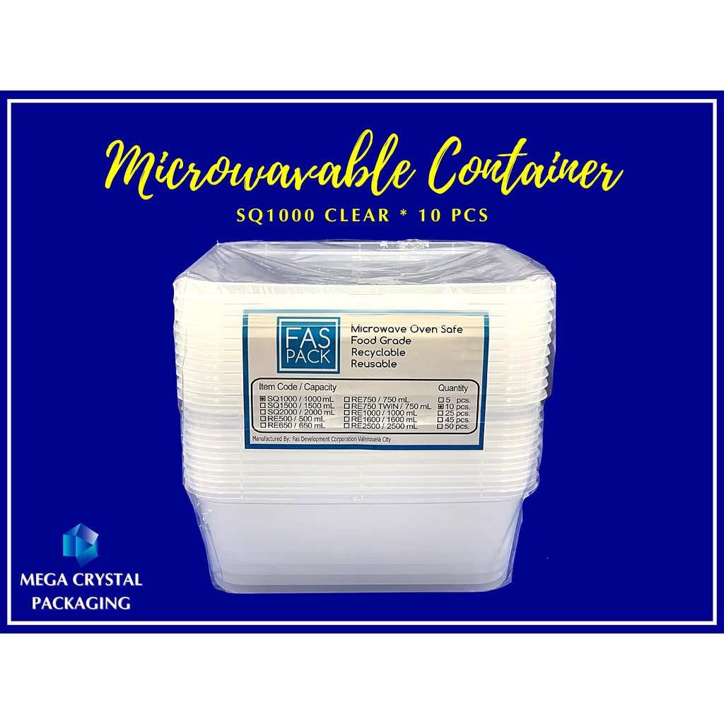 [ 10 Pcs ] Microwavable Container SQ 1000 - Square 1000 ml / 40 oz ...