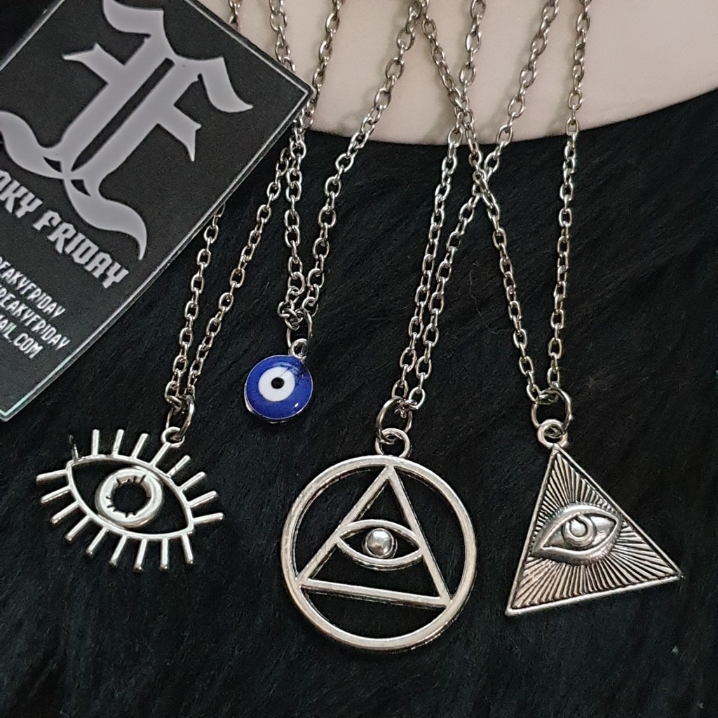 All Seeing Evil Eye Illuminati Charm Chain Necklace - Gothic Punk Wicca ...
