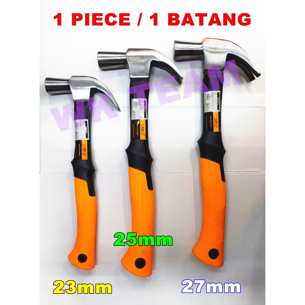 [ 1 PIECE ] - CARLO Claw Hammer + FIBRE rubber handle / Penukul Tukul ...