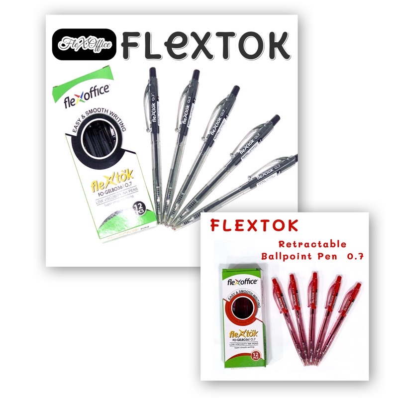 FlexOffice FlexTok Retractable Ballpoint Pen 0.7 per piece | Shopee ...