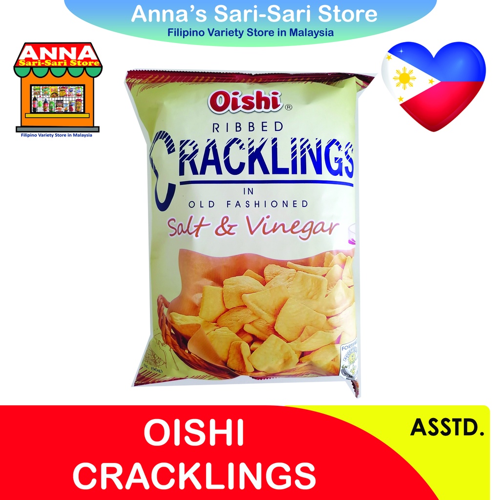 OISHI CRACKLINGS Salt & Vinegar 50 Grams & 90 Grams | Shopee Philippines