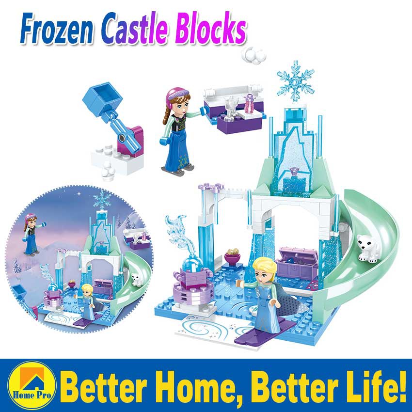 Mini Building Frozen Castle Blocks ABS Cartoon Figure Model Elsa Anna ...