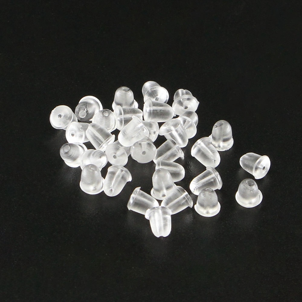 St.Kunkka 200Pcs/lot Transparent Silicone Rubber Earring Stoppers Round ...
