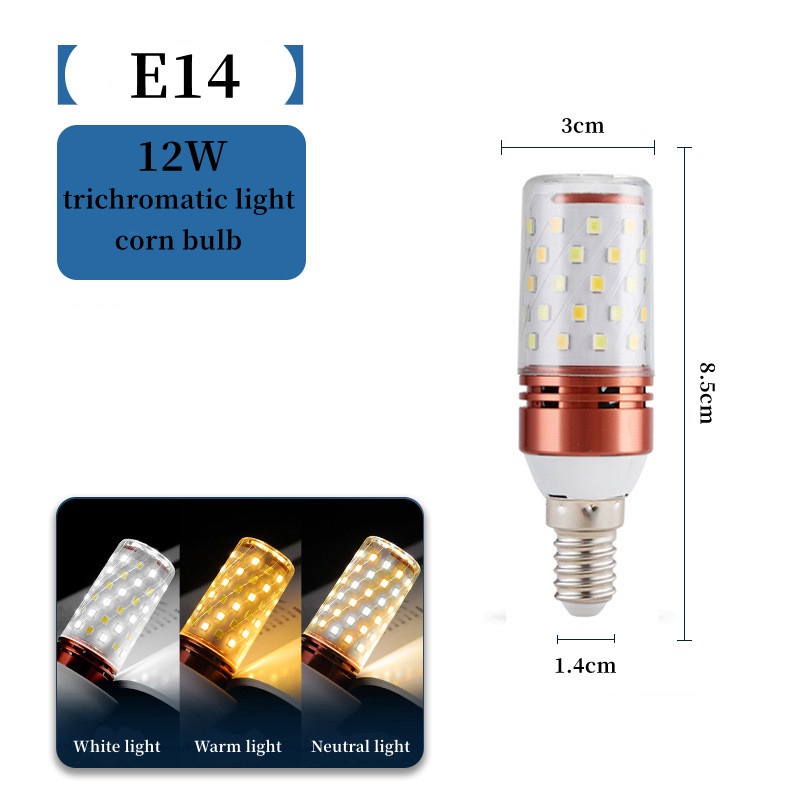 Tricolor bulb LED E27 bulb Color Changing Corn Bulb (12W) White, Warm ...
