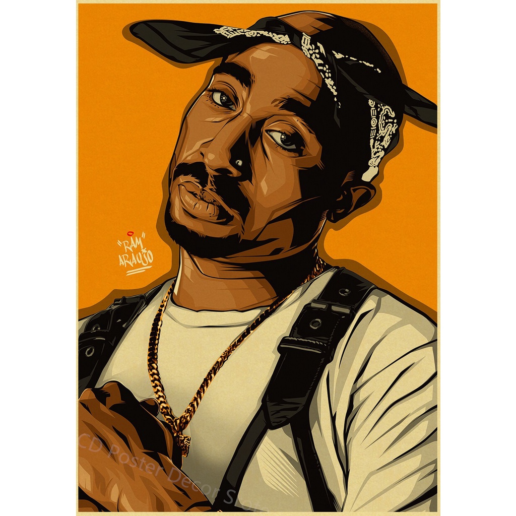 Hip Hop Singer Tupac Retro Poster Kraft Paper 2PAC Prints Posters ...