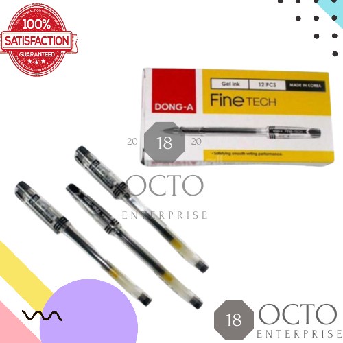 Dong-A Fine Tech Ink Gel Pen Ballpoint 0.3mm and 0.4mm (Black, Red ...