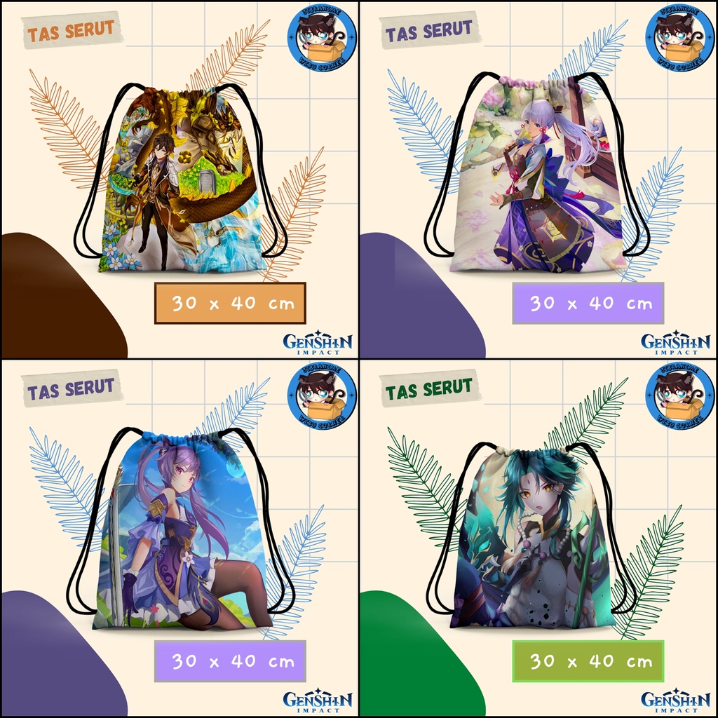 Anime drawstring jujutsu kaisen attack on titan haikyuu genshin impact ...