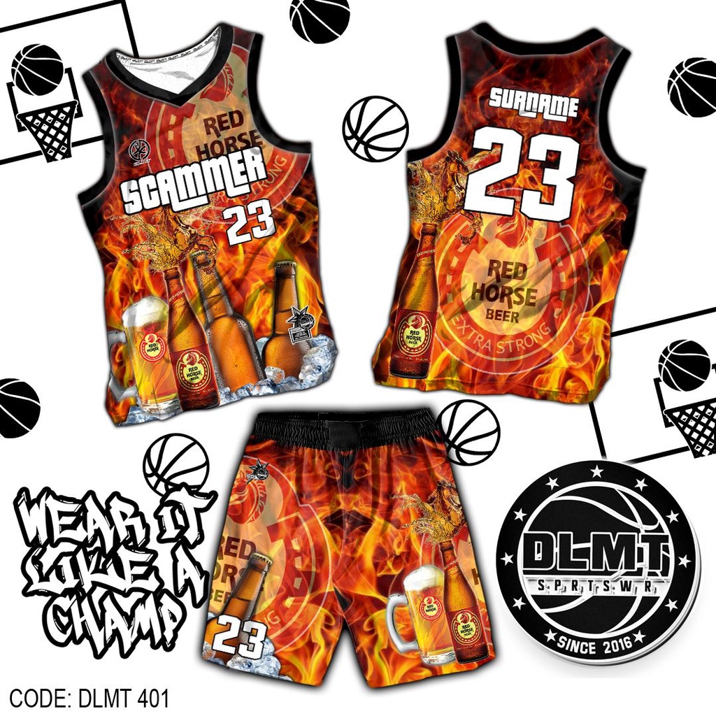 FIRE RED HORSE DESIGN CODE DLMT401 FULL SUBLIMATION JERSEY (FREE CHANGE ...