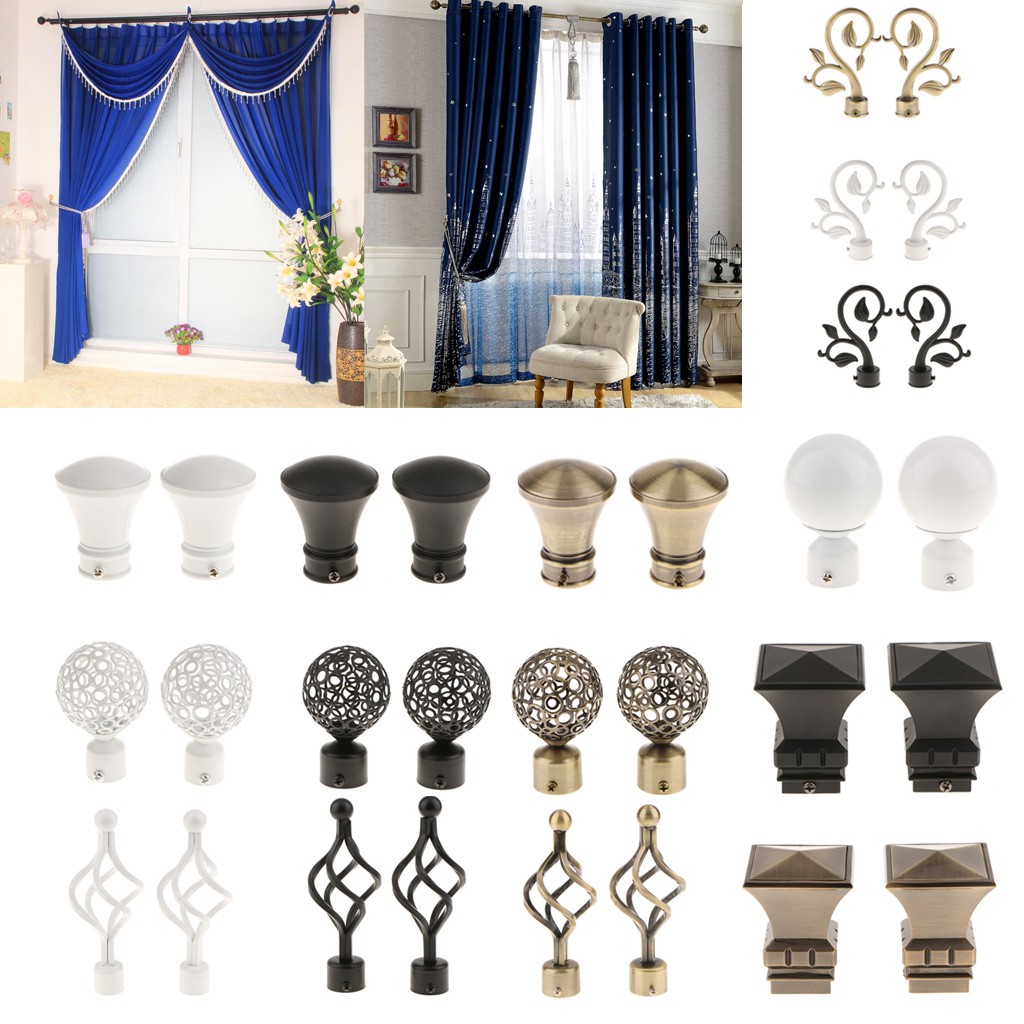 READY of 28mm Inner Dia. Window Curtain Rod End Drapery Pole Rail ...