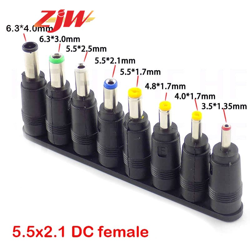 ZJW 8 in 1 5.5X 2.1 MM DC Power Jack Female Plug Adapter Connectors ...