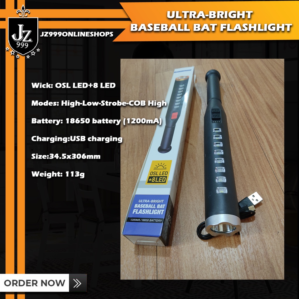 Baseball bat flashlight strong light rechargeable led xenon lamp ...