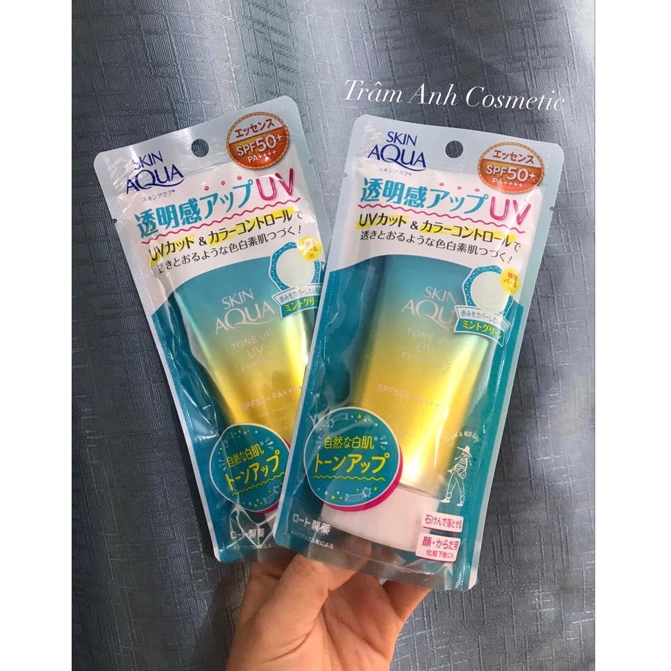 Skin Aqua Toneup UV Essence sunscreen - mint green | Shopee Philippines