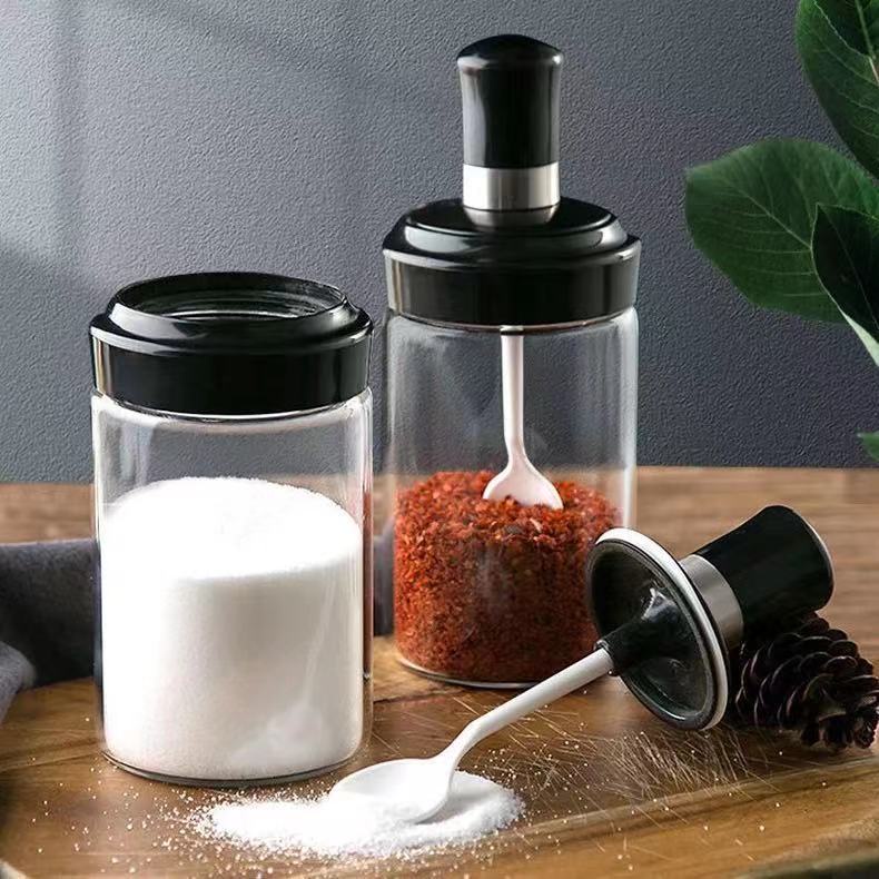 Glass Jar Spice Airtight Containers Condiment Seasoning Storage Bottle ...