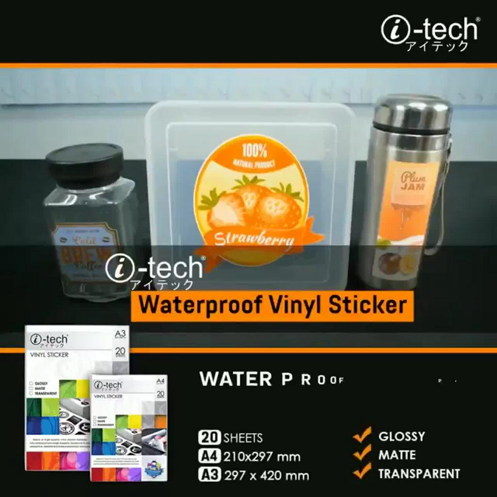 Vinyl Sticker Waterproof A4 Matte | Glossy | Transparent 20Sheets High Quality ITech Brand ...