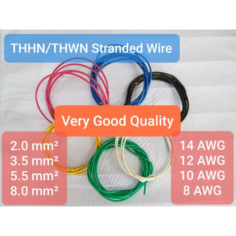THHN/THWN Stranded Wire 14 12 10 8 2.0mm² 3.5mm² 5.5mm² 8.0 14/7 12/7 ...