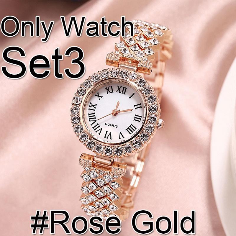 Luxury Diamond Jewelry&Watch Set For Women, Glittering Quartz Watch ...