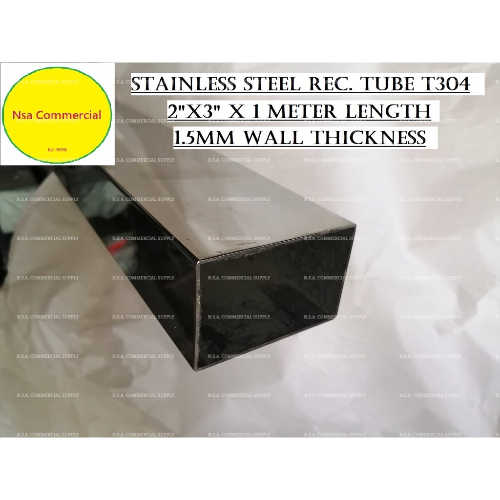 Stainless 304 / Rectangular Tube 2" x 3" x 1.5mm thickness x 1 Meter ...