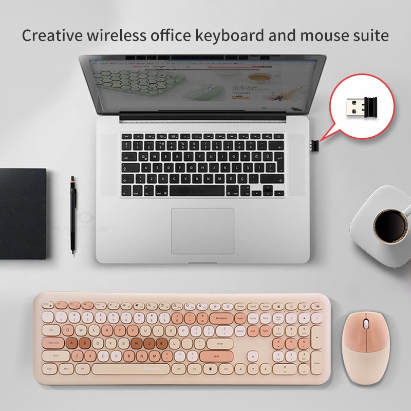 Mofii 666 Mixed Color 2 4g Wireless Keyboard And Mouse Combo With Round Removable Keycaps 110