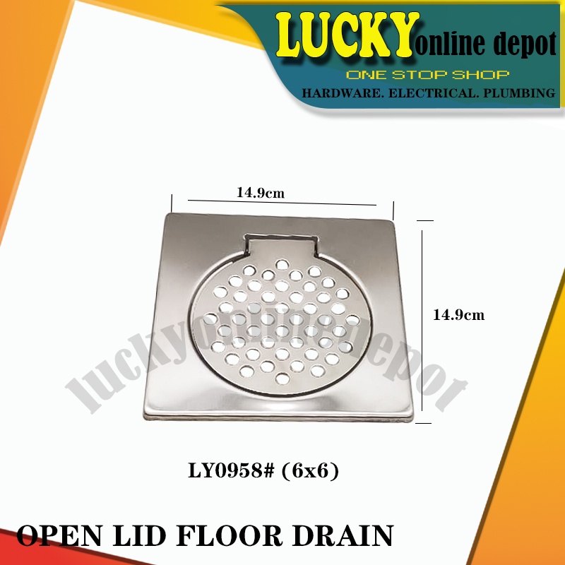 LY-0957 / LY-0958 STAINLESS STEEL OPEN LID FLOOR DRAIN ( 4X4 / 6X6 ...