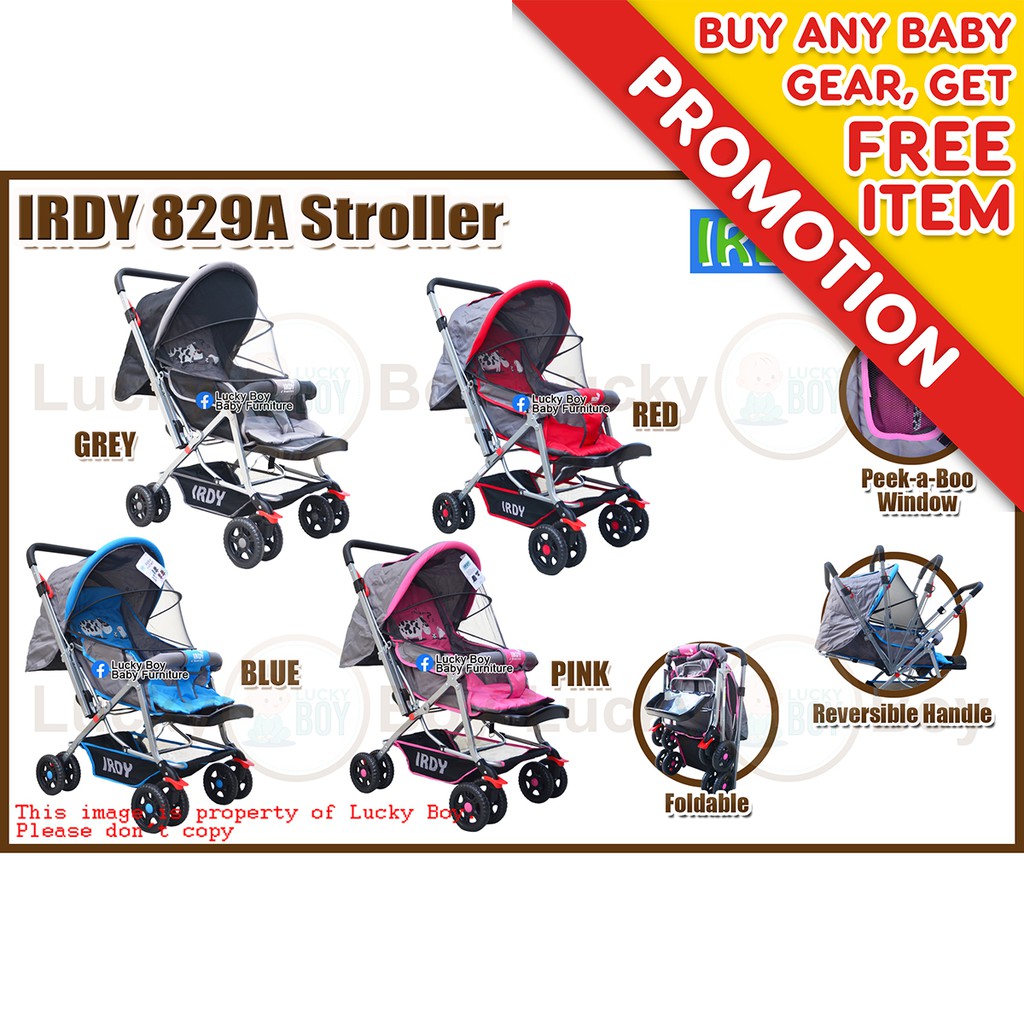 IRDY 829A 3- ways stroller w/ 8 wheels reversible handle w/ mosquito ...