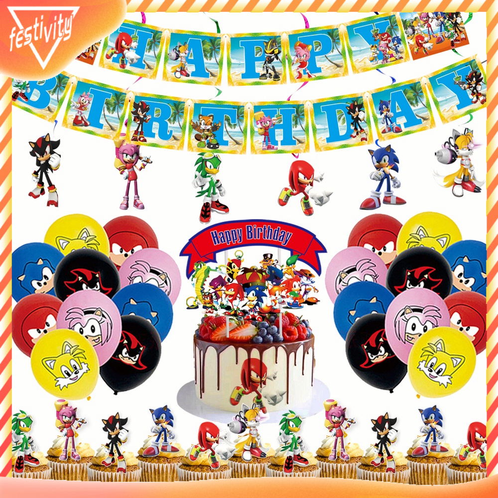 Sonic Party Decoration Articles Sonic Tablecloth Birthday Suit Flag ...