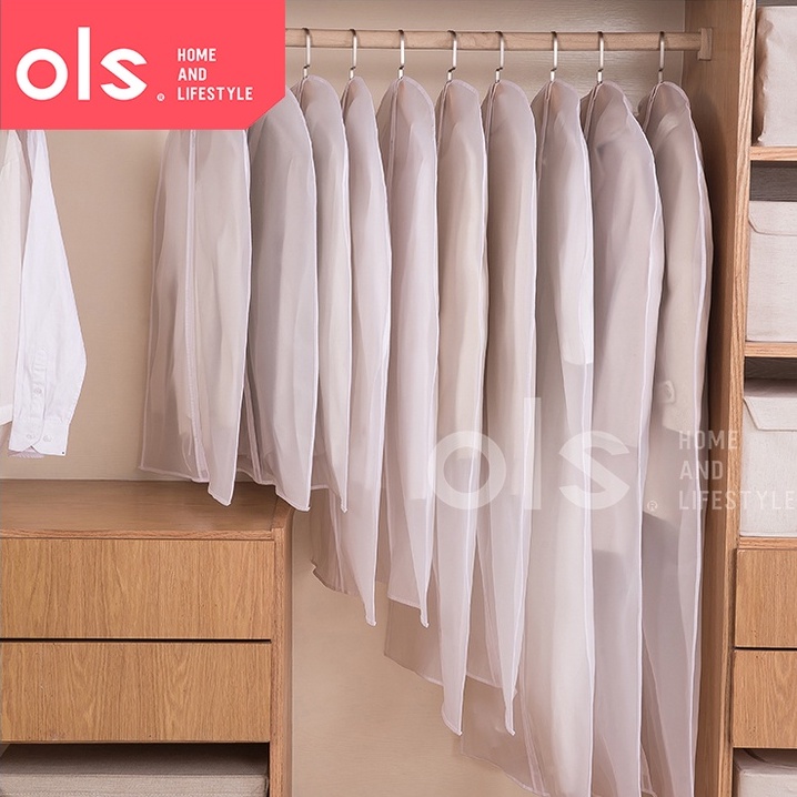 OLS Clothes Dust Cover Washable Clear Zipper Coat Cover Dress Cover ...