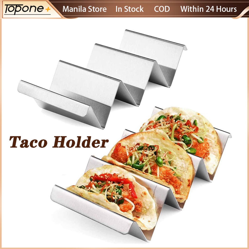 3 Slots Taco Holders Stainless Steel Pancake Toast Taco Stand Mexican ...