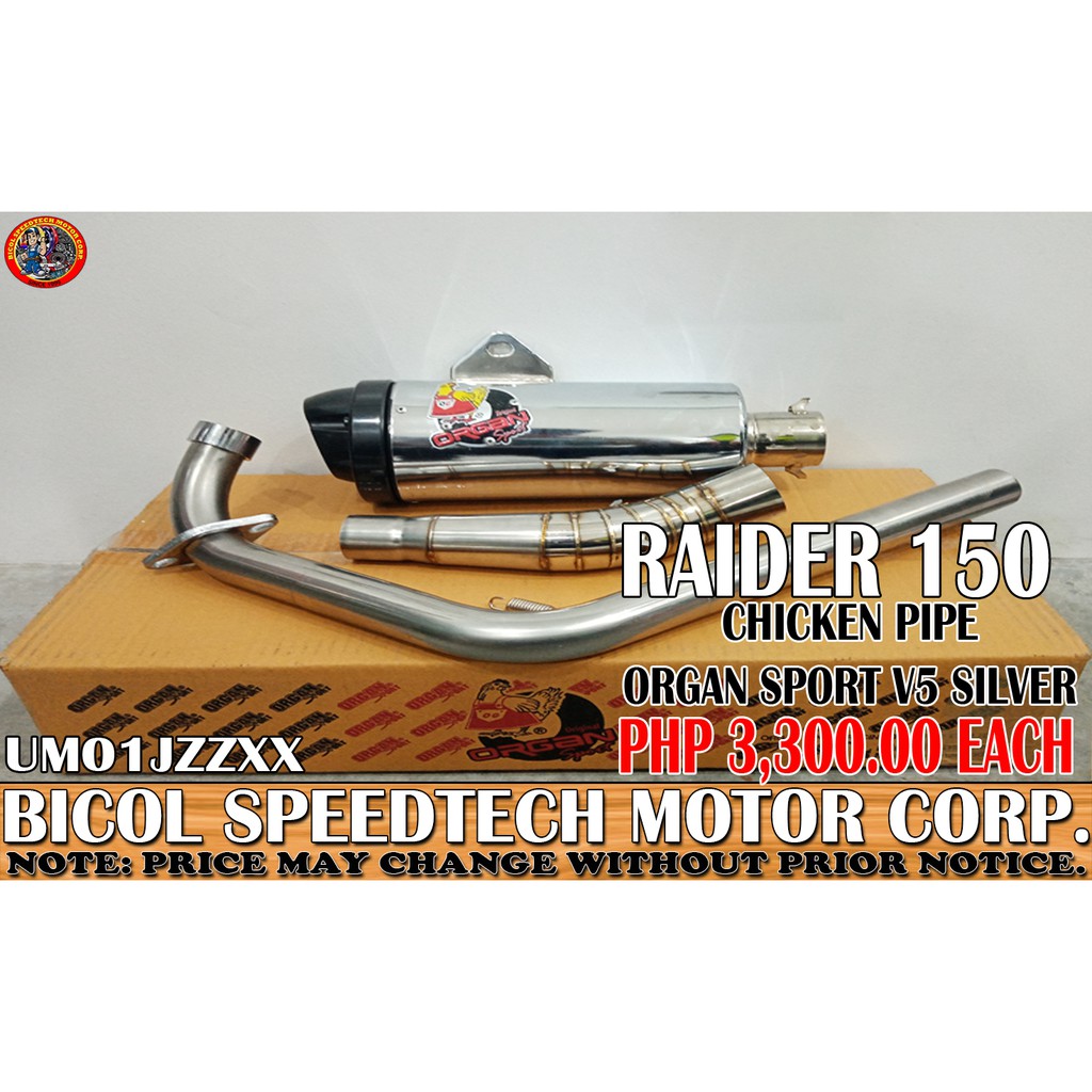 RAIDER 150 CHICKEN PIPE ORGAN SPORT V5 SILVER (UM01JZZXX) | Shopee ...