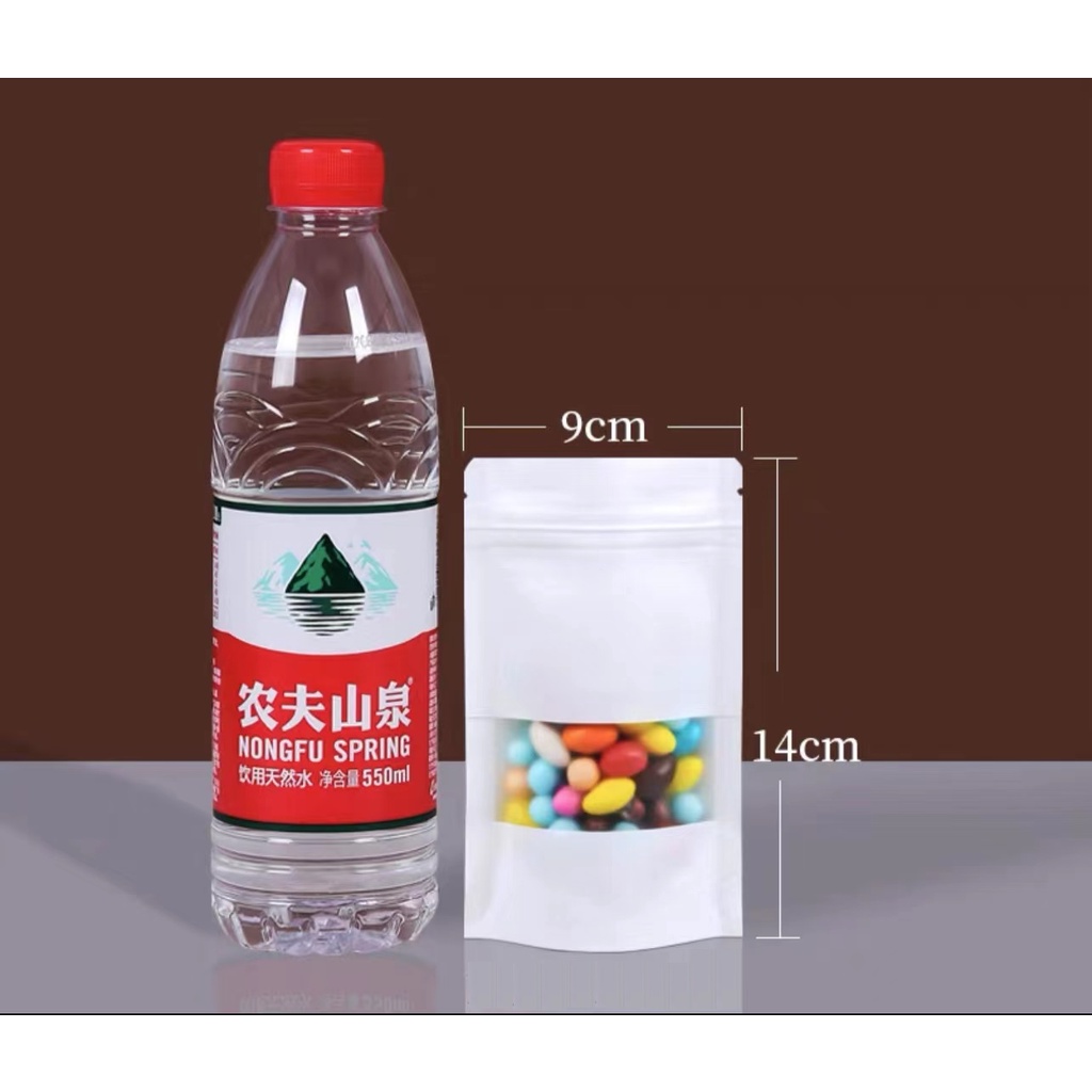 100pcs White Kraft Stand Up Pouch Resealable Pouch Packaging Plastic ...