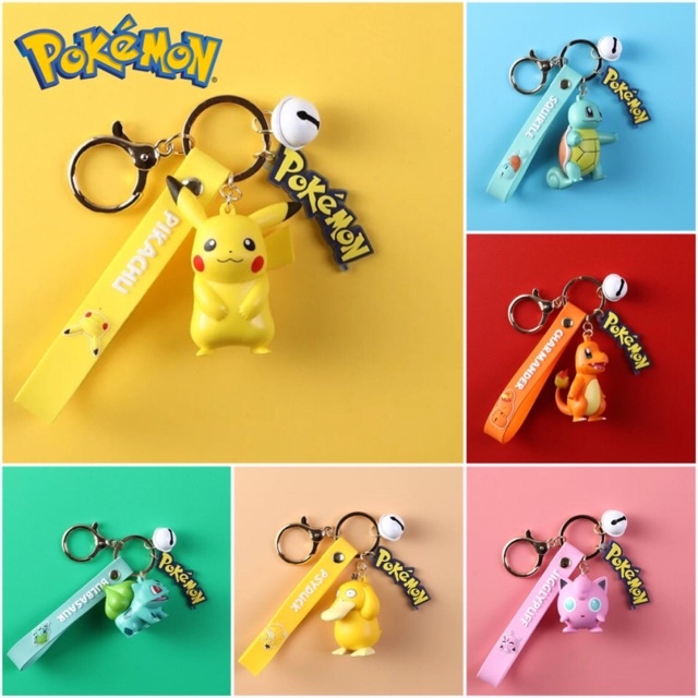Psyduck Squirtle Pokemon Car Key Rings Pikachu Keychain Pokemon Action ...