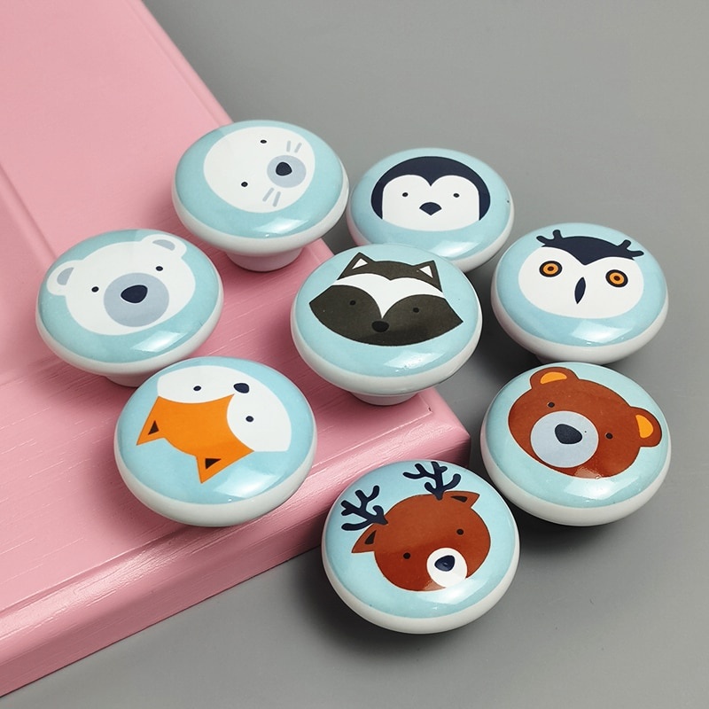 1PCS Ceramic Carton Handles Single Round Knobs Wardrobe Kitchen Garden ...