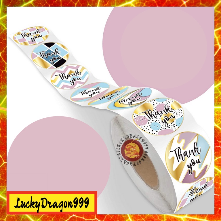 500Pieces Roll Thank You Stickers Packaging Sealing Complimentary ...