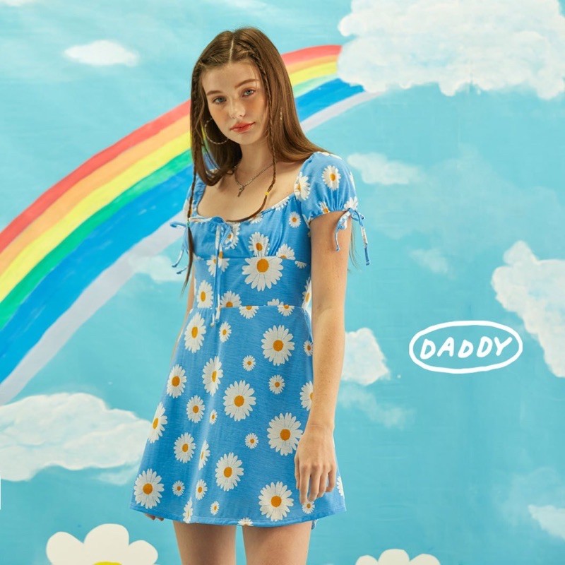 DADDY | Lady Daisy Dress In Blue | Shopee Philippines
