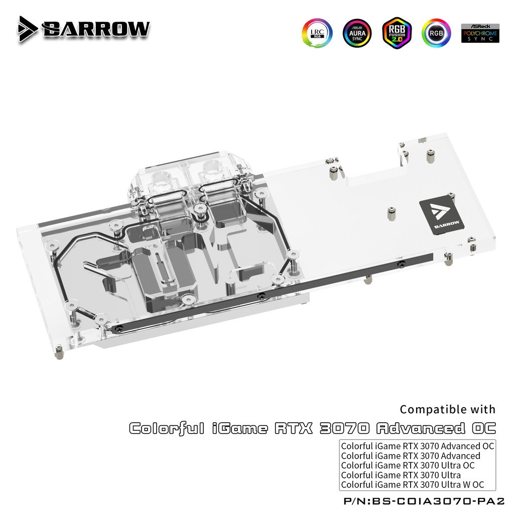Barrow 3070 GPU Water Block for Colorful RTX 3070 Advanced OC / Ultra W ...